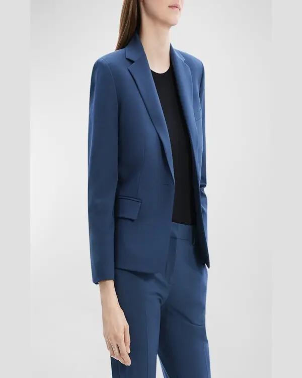 Theory Traceable Wool Slim Blazer Jacket - Ash Blue